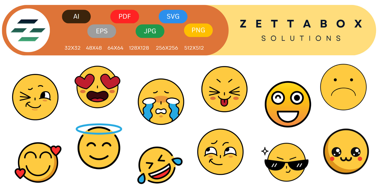 Premium Emoji Icon Pack by Zettaboxsolutions | Codester