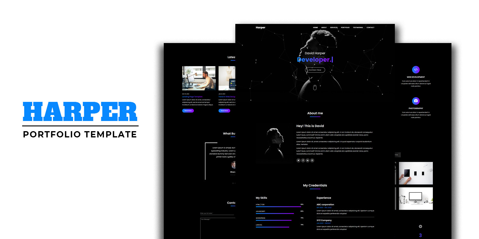Harper - Personal Portfolio Landing page Template | Codester