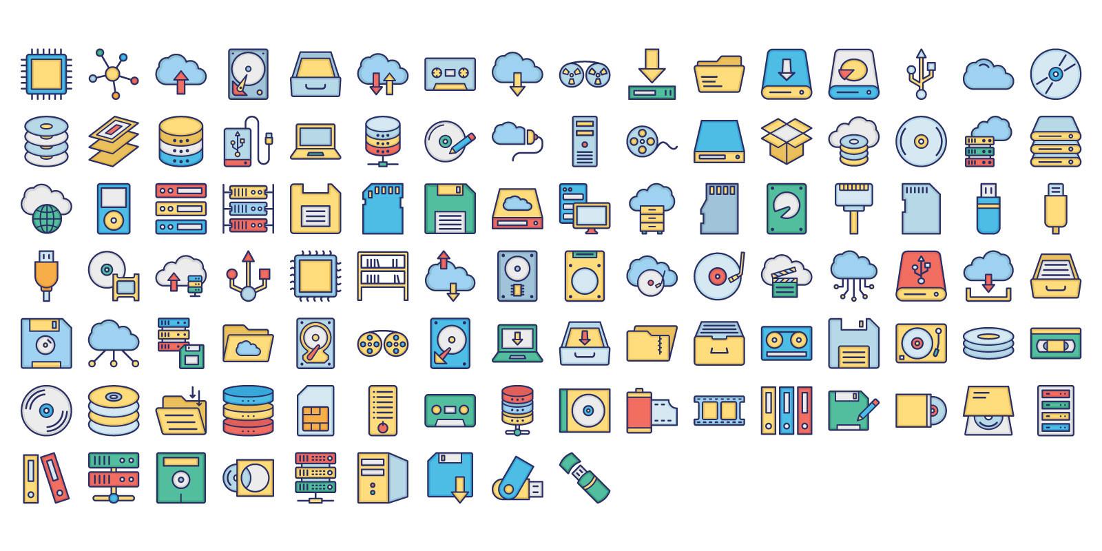 Data Storage and Server Vector Icon Pack by Pixlestudio | Codester