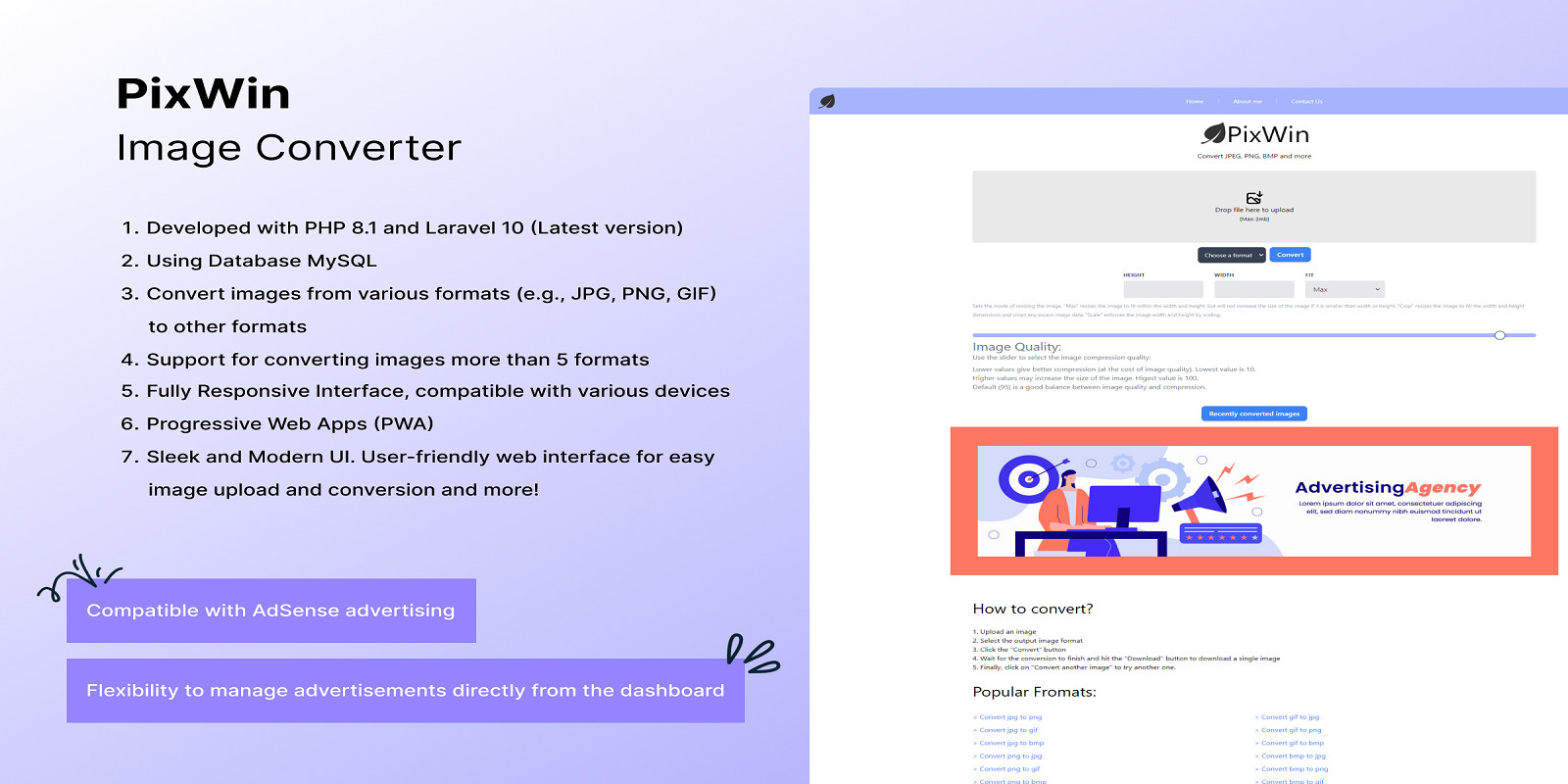 PixWin - Laravel Online Image Converter by QtecSolutionLimited | Codester