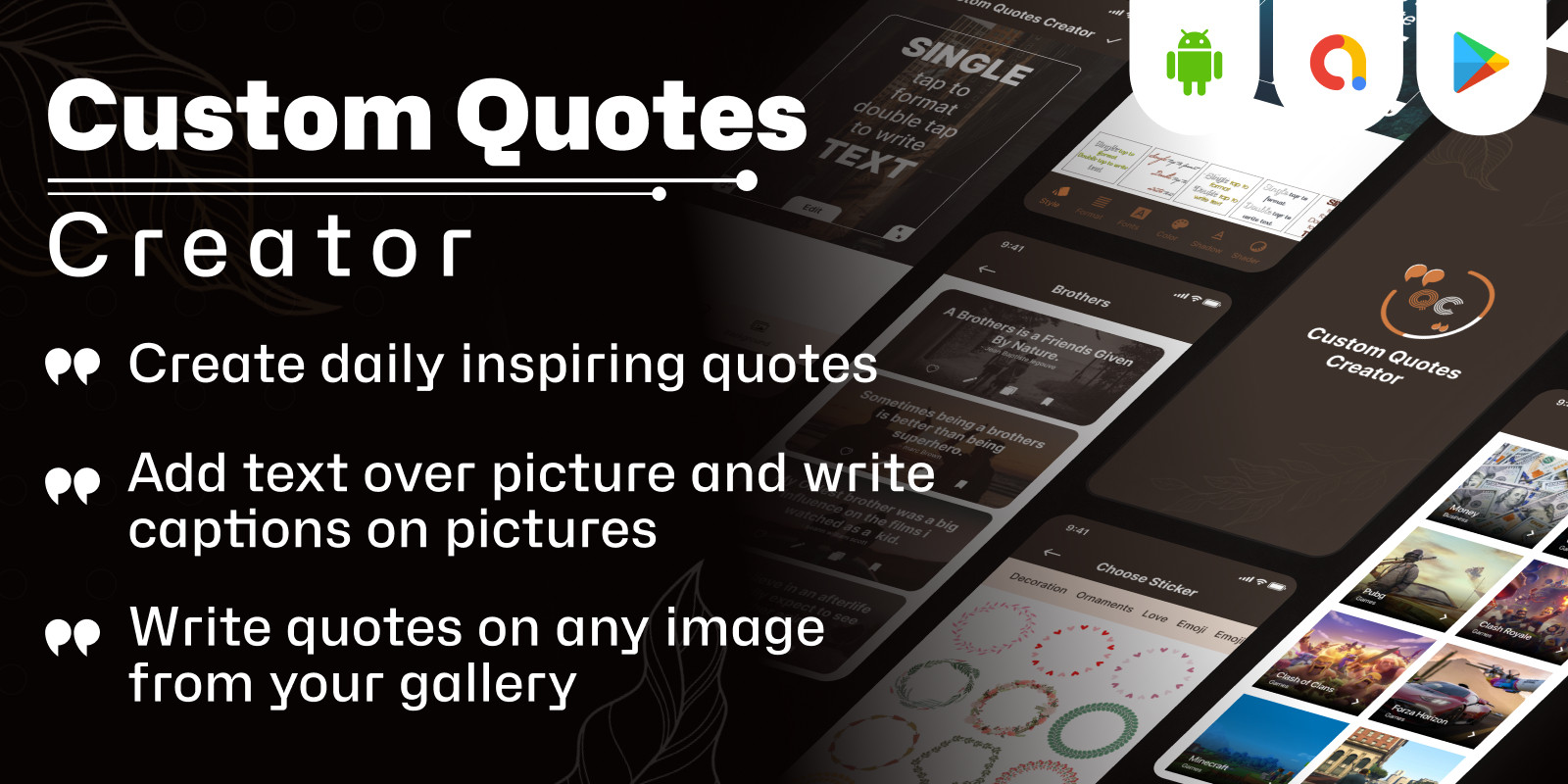 Custom Quotes Creator - Android Source COde by Vocsy | Codester