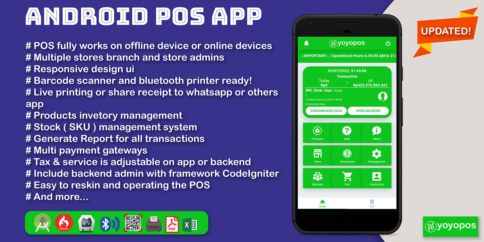 YoyoPOS - The Full Features Android Point Of Sale by HMStech | Codester