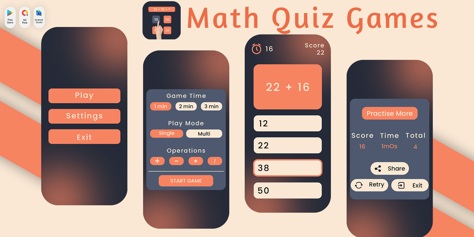 Math Quiz Game - Android App Template by Elveeinfotech | Codester