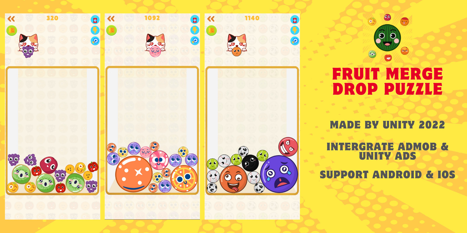 Fruit Merge Drop Puzzle Unity by Foxgames | Codester