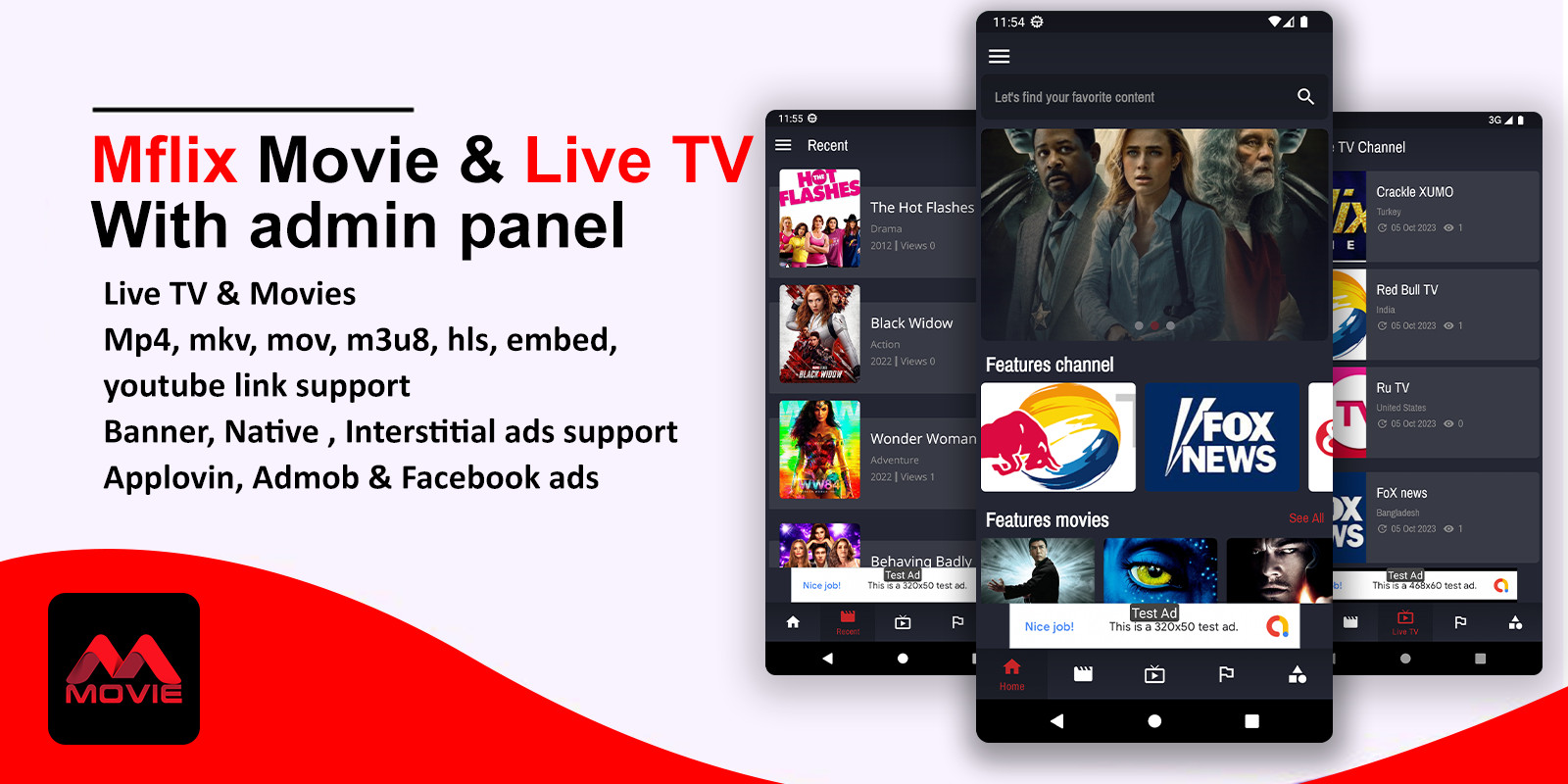 Mflix - Movie And Live TV App with admin panel by Appobuild | Codester