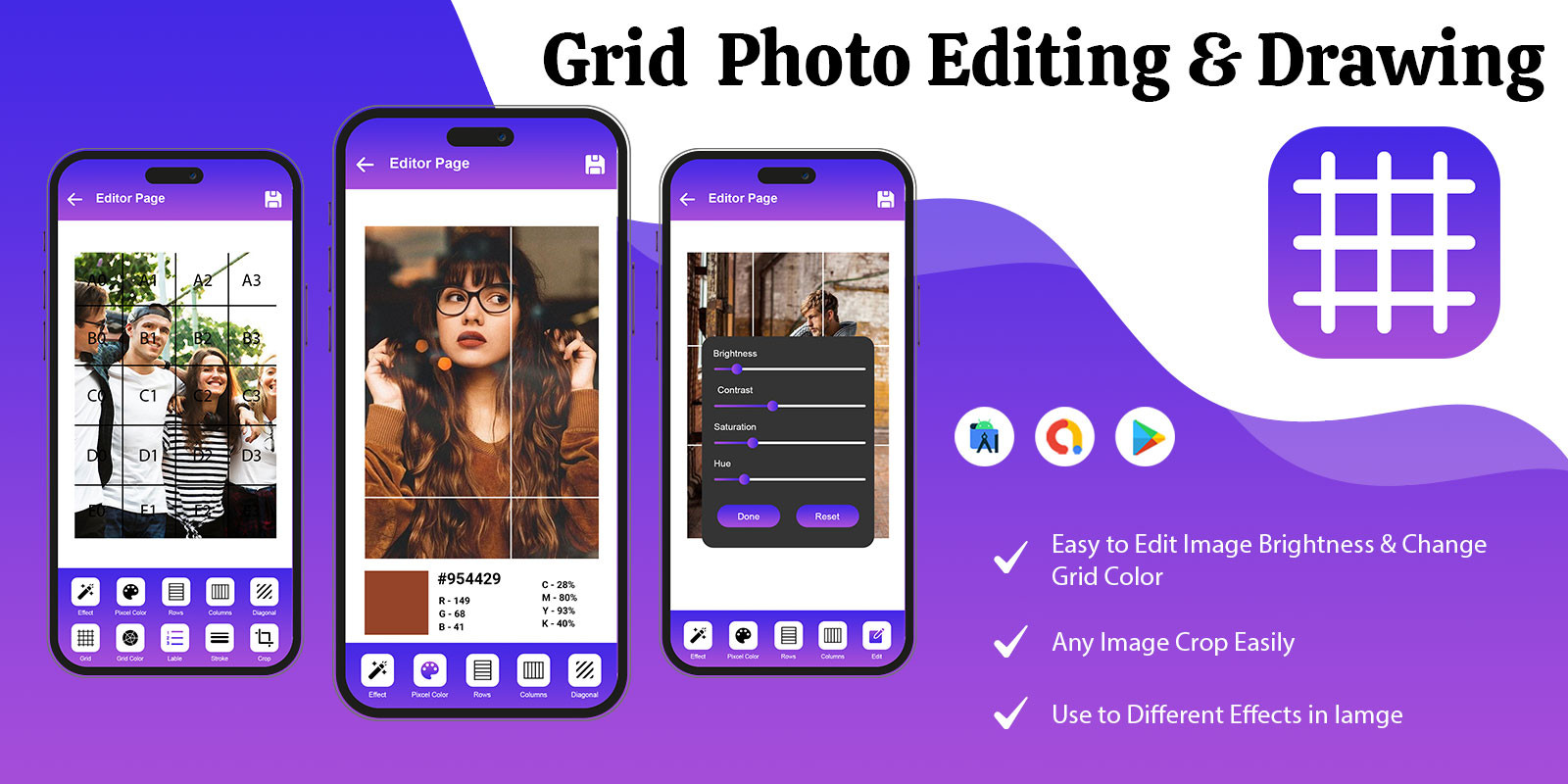 Grid - Photo Editing and Drawing - Android by Elveeinfotech | Codester