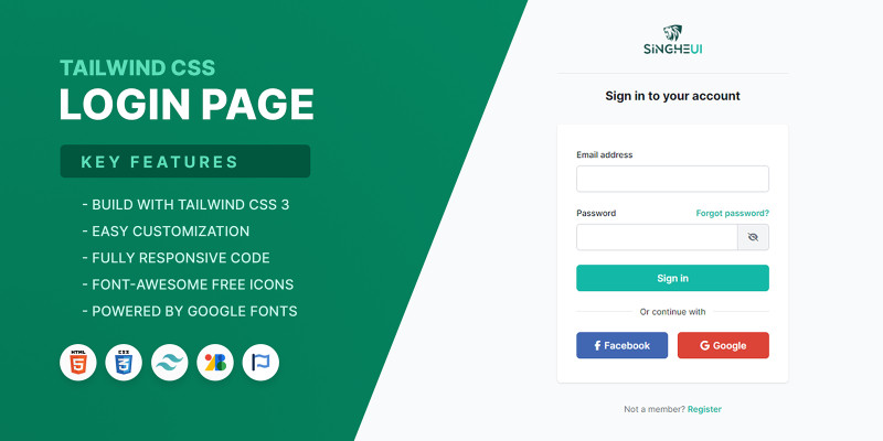 SingheUI - Tailwind CSS HTML Login Page Template by Singheui | Codester