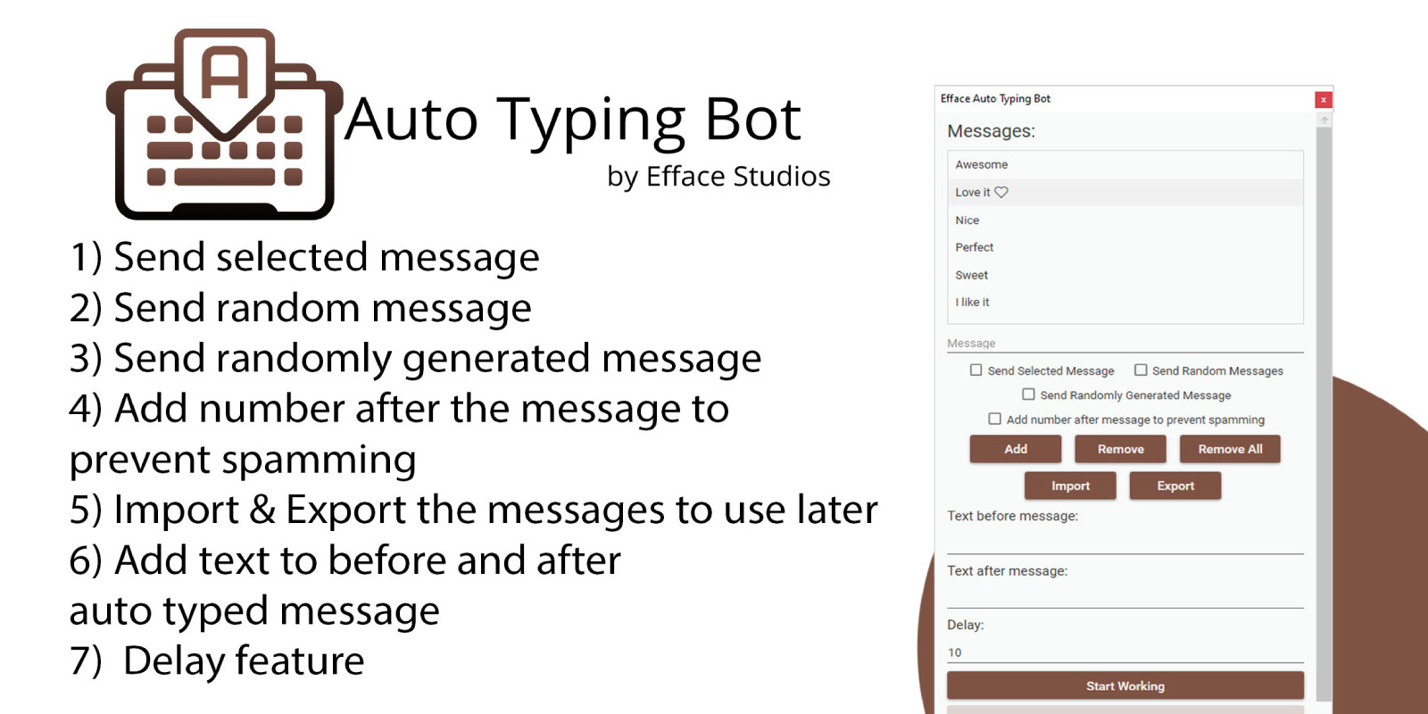 Efface Auto Typing Bot by Shahrukhyousafzai | Codester