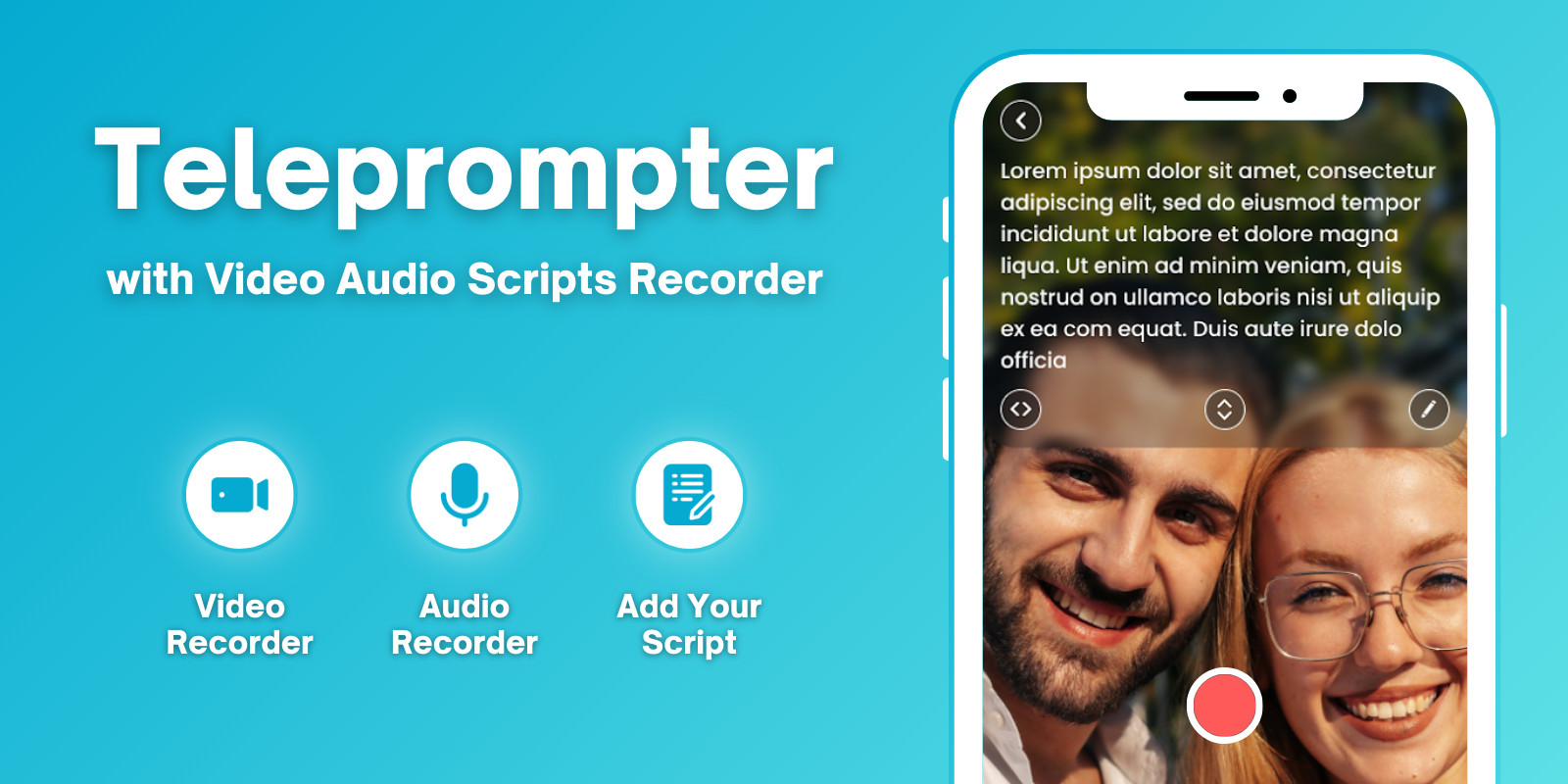 Teleprompter with Video Audio Scripts Recorder by MJAppsStudio | Codester
