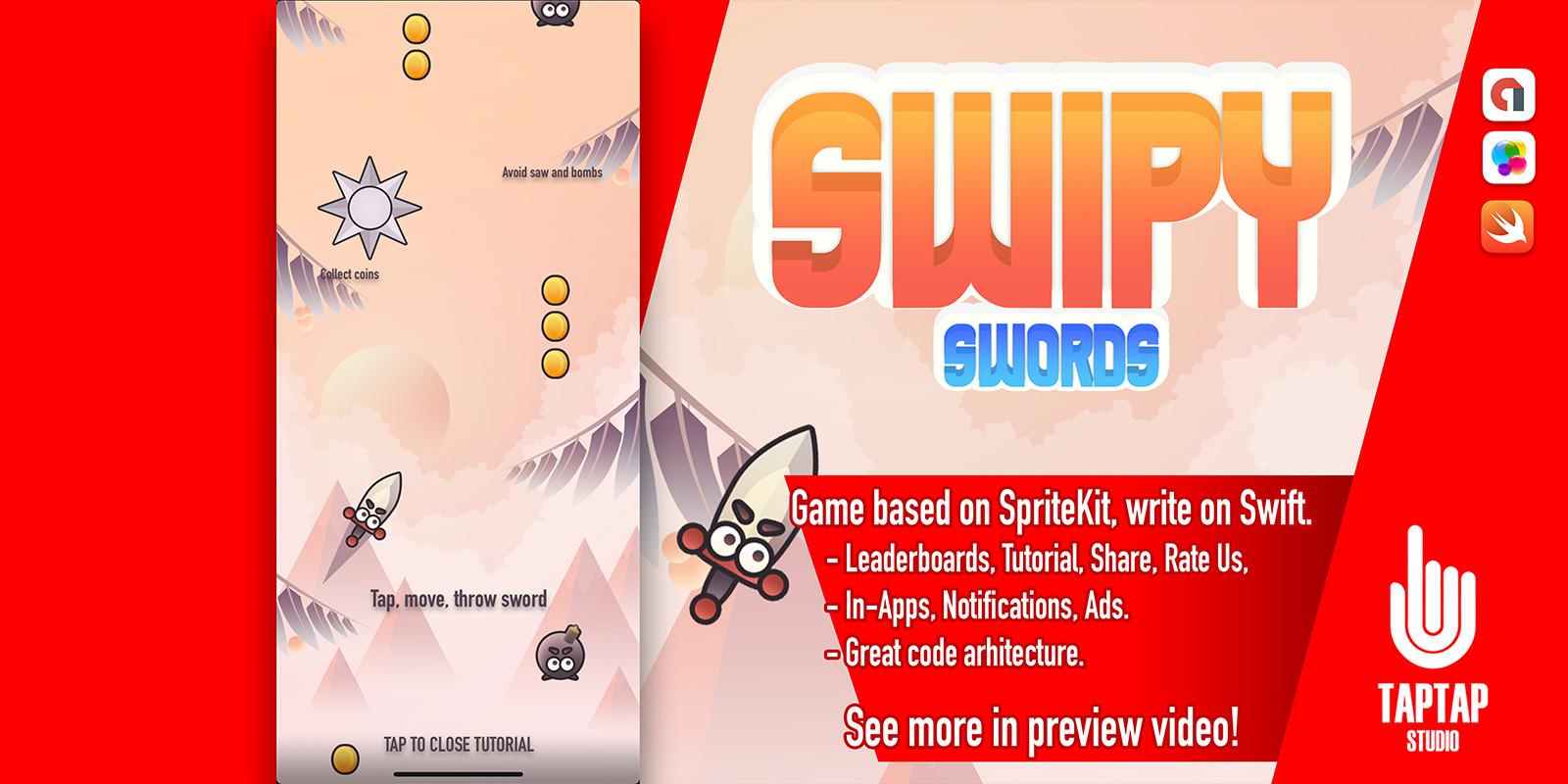 Swipy Swords - iOS App Source Code by TapTapStudio | Codester