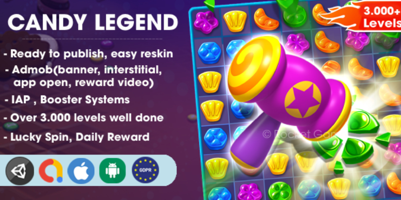 Candy Legend - Unity Complete Game by Rocketgame | Codester
