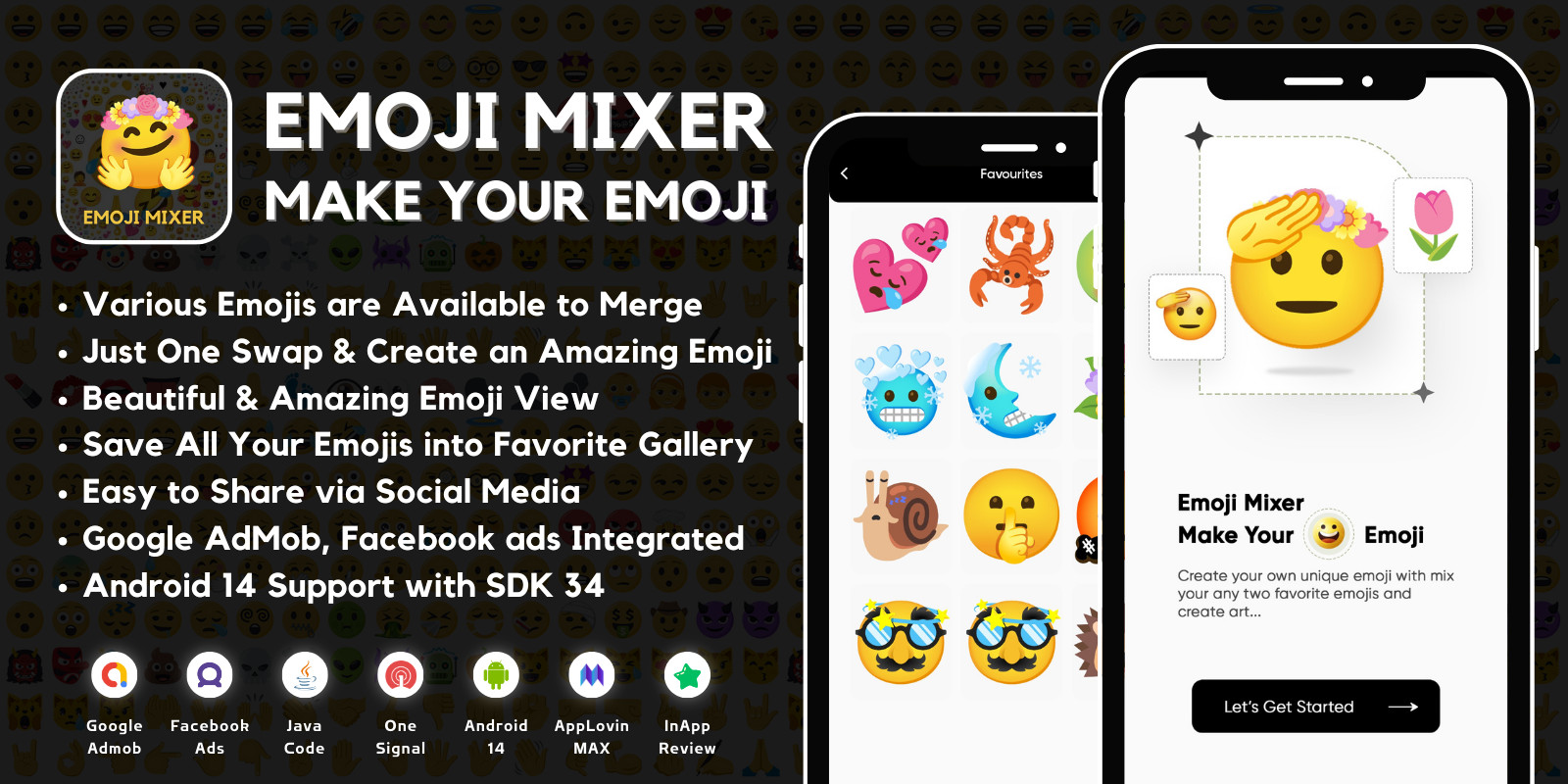 Emoji Mixer Make Your Emoji AdMob Ads Android by MJAppsStudio | Codester