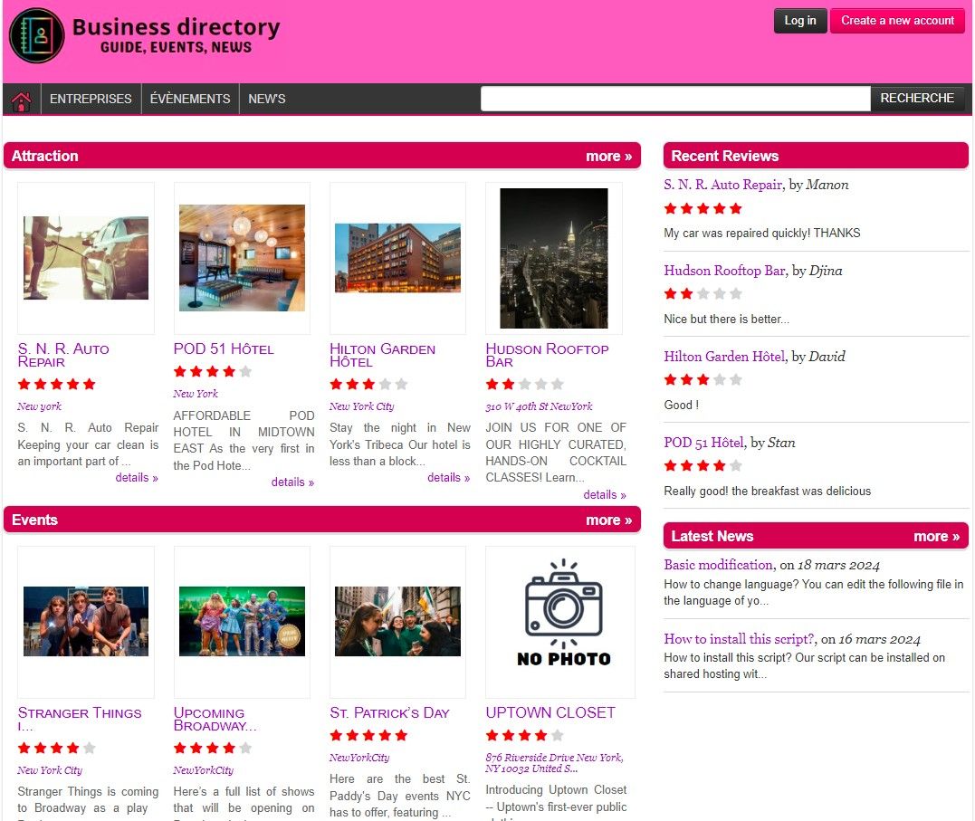 Directory Business Events and News Script by Codemarket63 | Codester