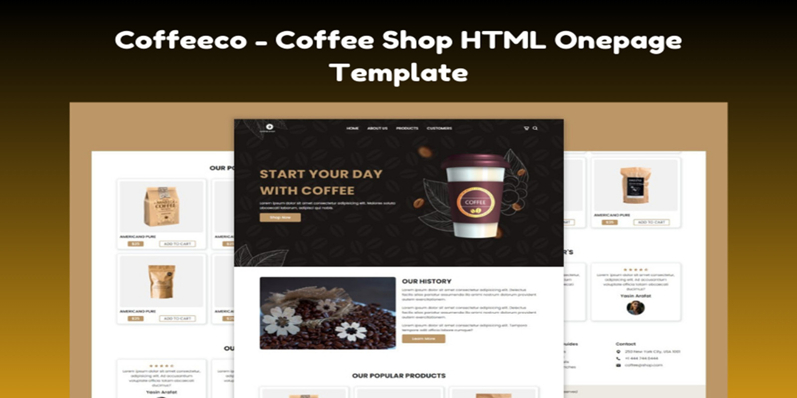 Coffeeco – Coffe Shop HTML Onepage Template by Fnscreator | Codester