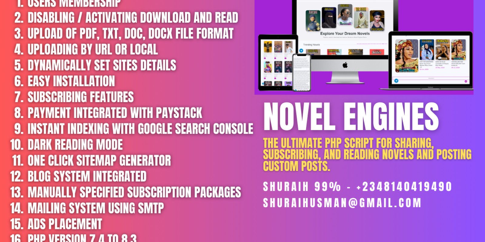 Novel Engine Multi-Purpose PHP novel scripts by Shuraih99 | Codester