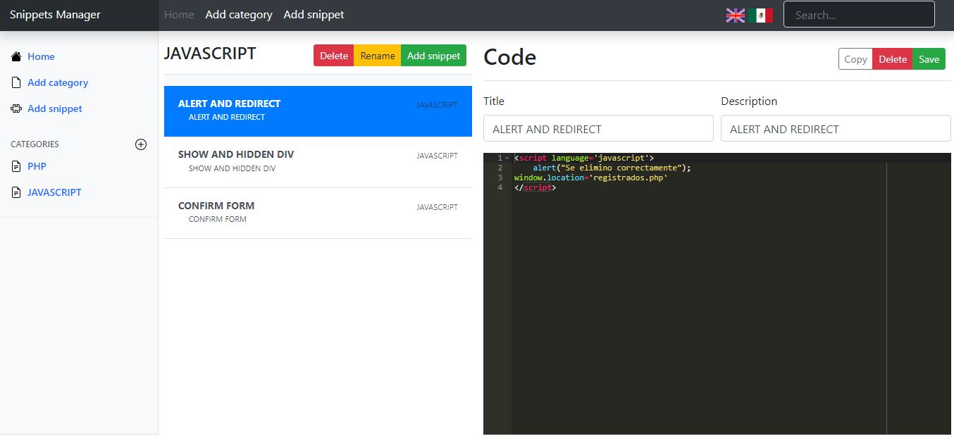 Snippets Manager PHP Script by Tphpererod | Codester