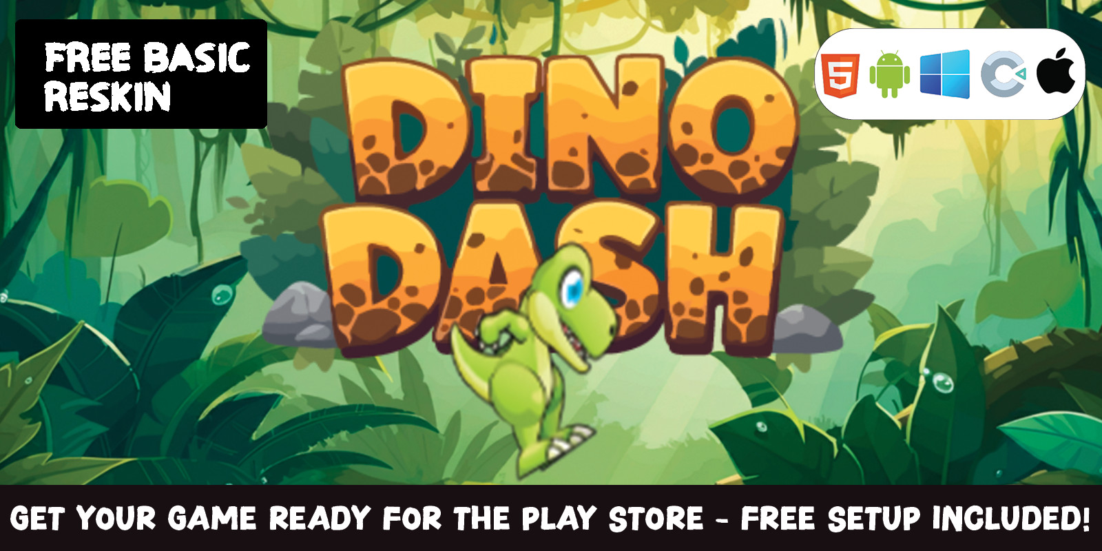 Dino Dash - Construct 3 Game HTML5 by Umagan | Codester