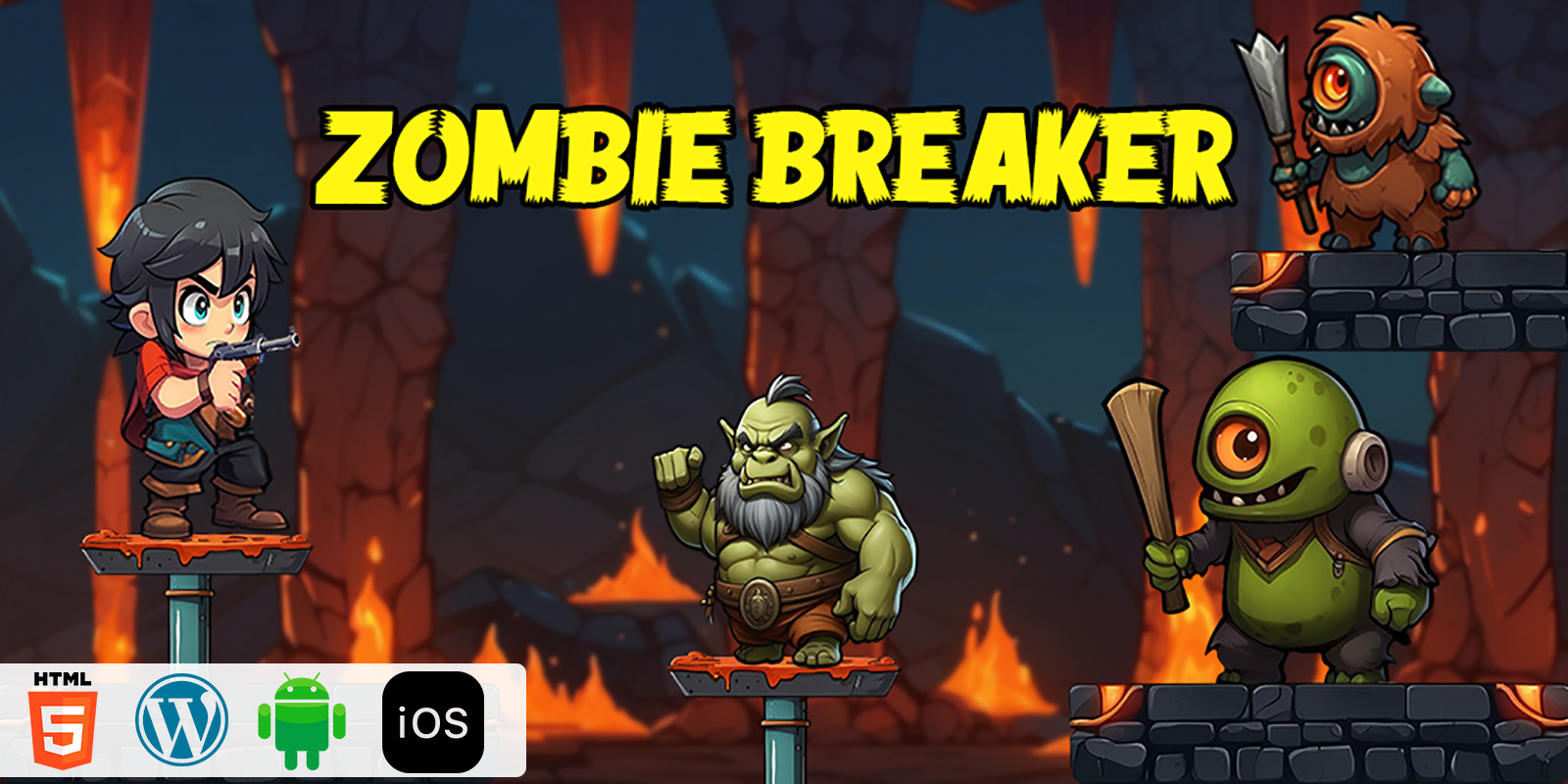 Zombie Breaker HTML5 Construct3 Game by GamelauncherStudio | Codester