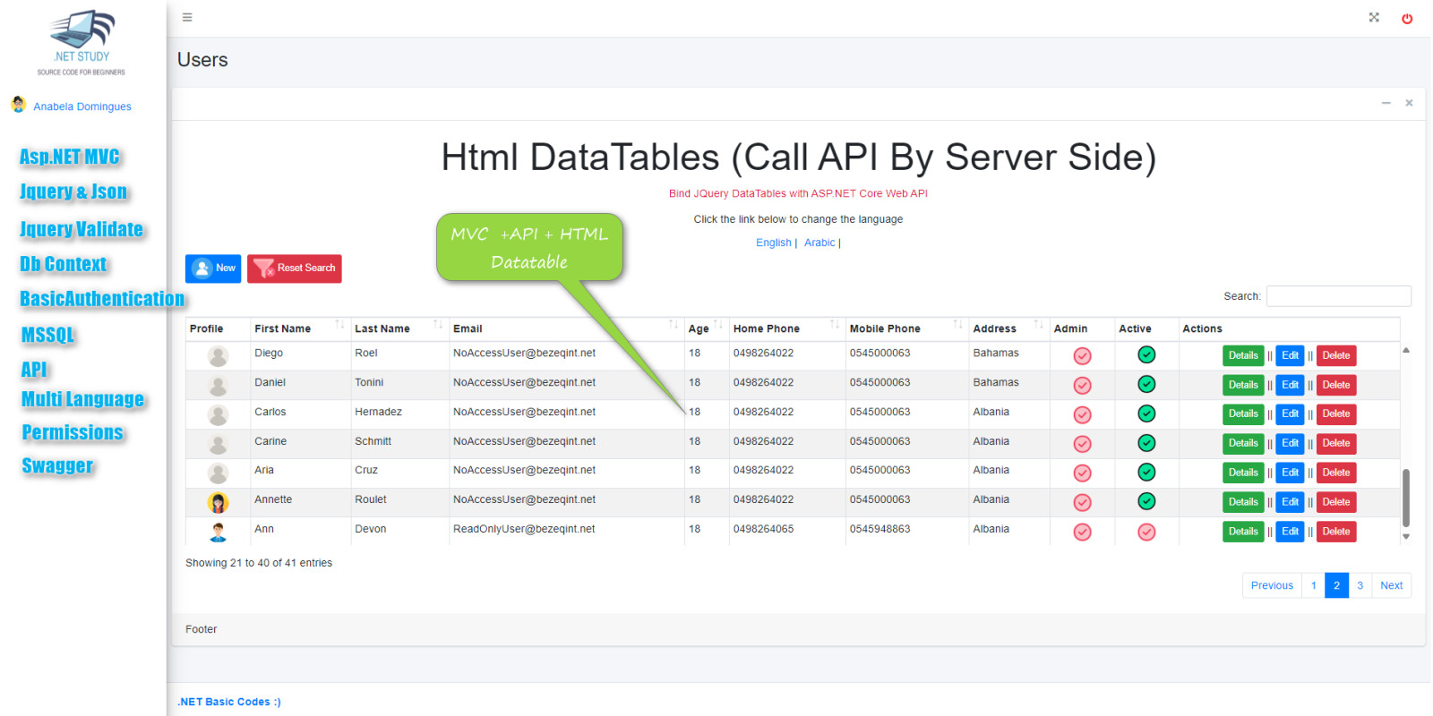 HTML Datatable With API by AdamJad | Codester