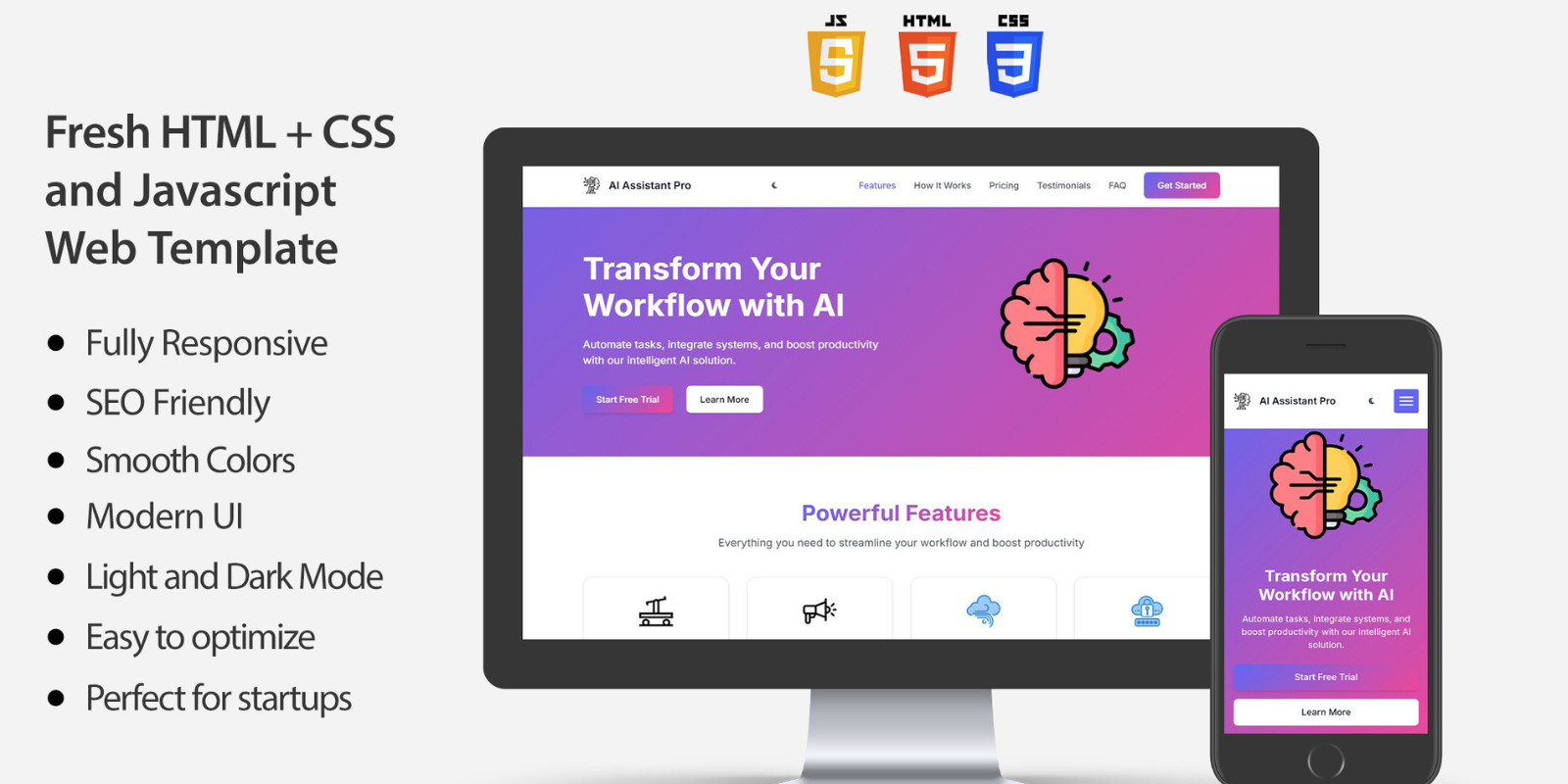 AI Startup Landing Page HTML CSS by Hanzalah | Codester
