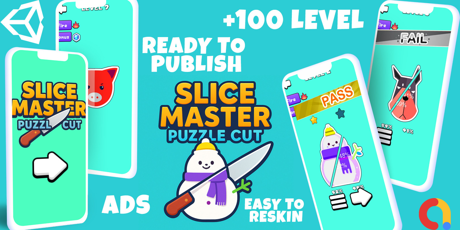 Slice Master Puzzle Cut - Puzzle Mobile Unity Game by BokoSloth | Codester