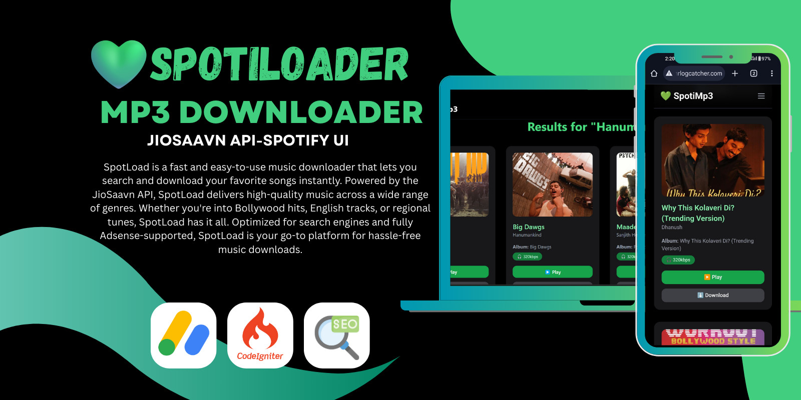 SpotiLoader- Mp3 Search Engine Php Script by SoubinStudioo | Codester
