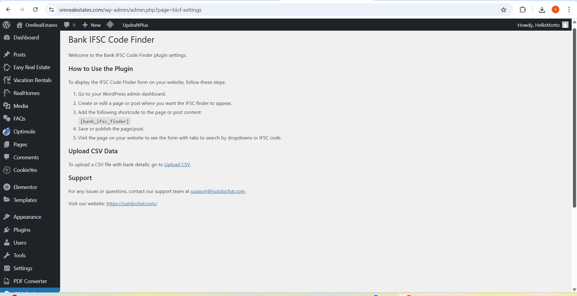 Bank IFSC Code Finder - WordPress Plugin by JustDoChat | Codester
