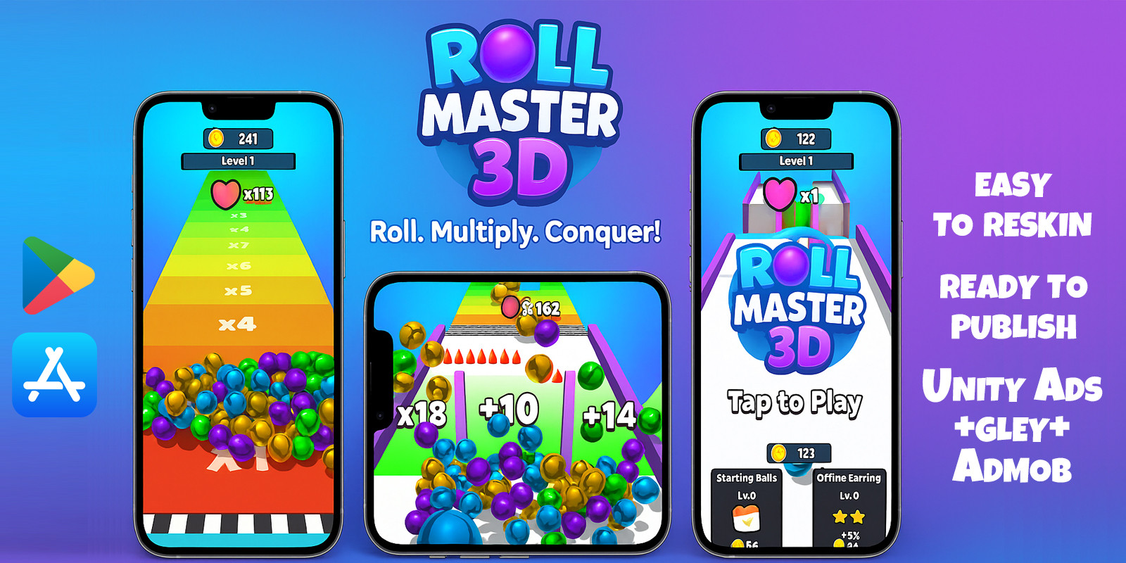 Roll Master 3D - Hyper Causal Mobile Unity Game by BokoSloth | Codester