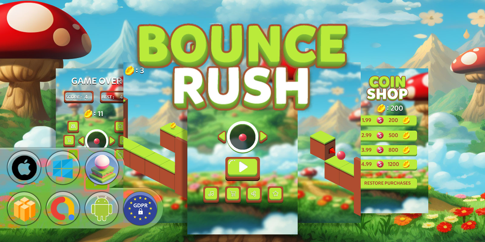 Bounce Rush - Buildbox Template by Hobiron | Codester