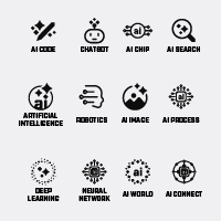 Minimal AI Icons Set – Artificial Intelligence | Codester