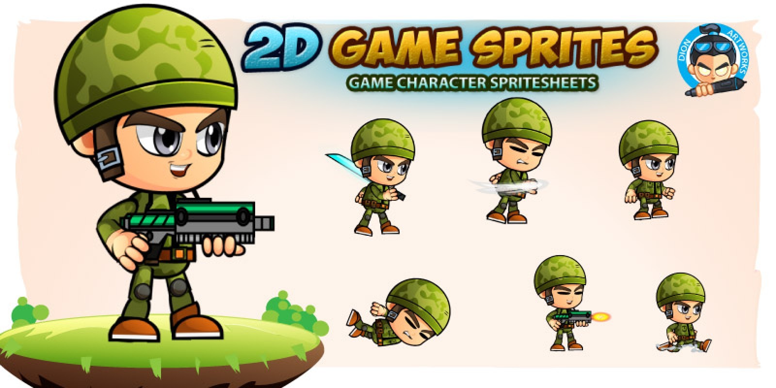 Soldier 2D Game Sprites by DionArtworks | Codester