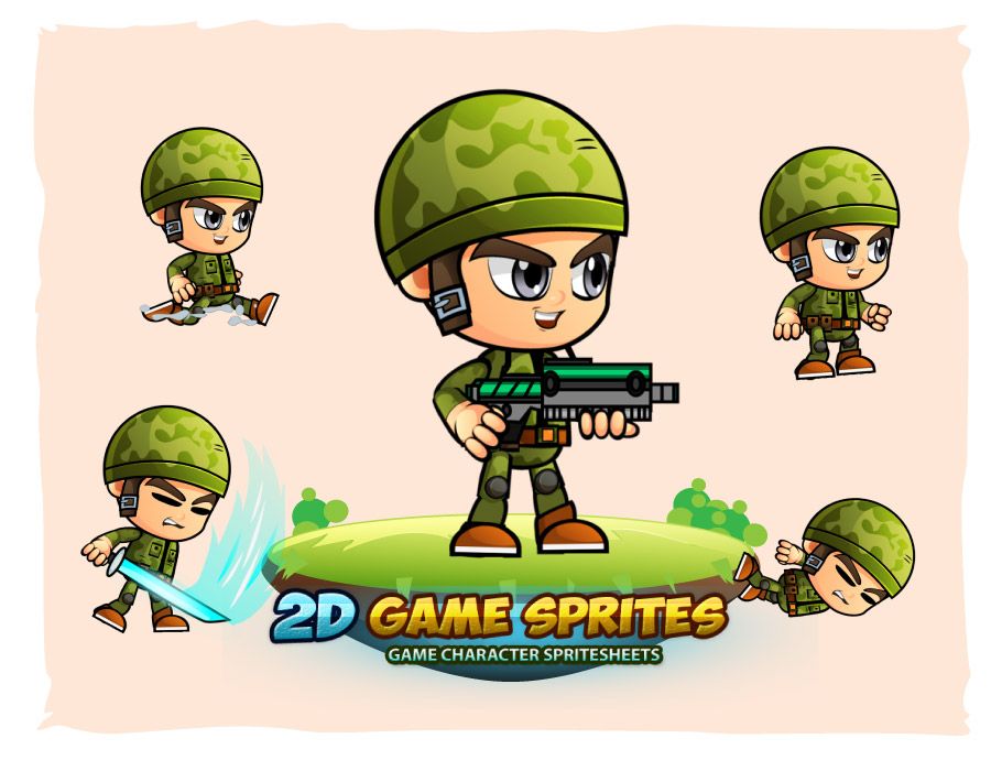 Soldier 2D Game Sprites by DionArtworks | Codester