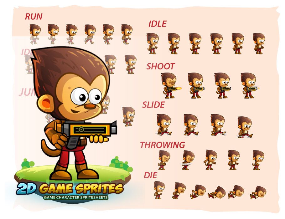 Monkey Warrior 2D Game Character Sprites by DionArtworks | Codester