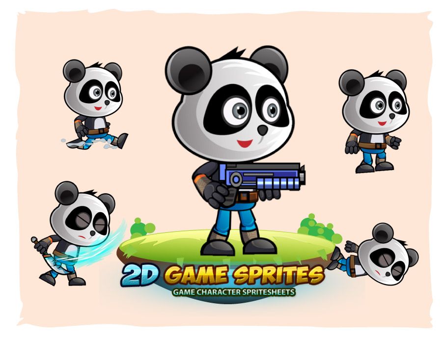 Panda Warrior 2D Game Character Sprites by DionArtworks | Codester