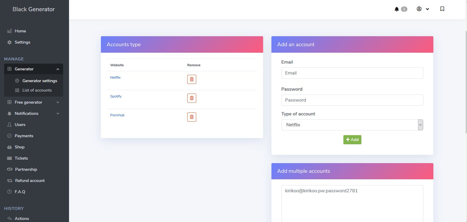BlackGenerator - Account Generator Template by KirikooDev | Codester