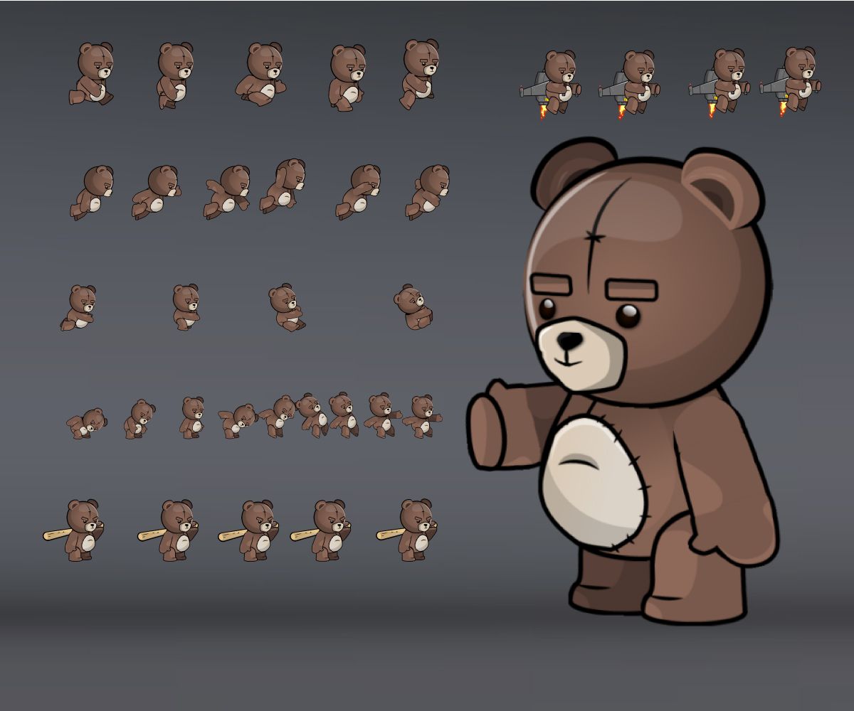Teddy Bear 2D Game Character Sprites by HamzaCavus | Codester