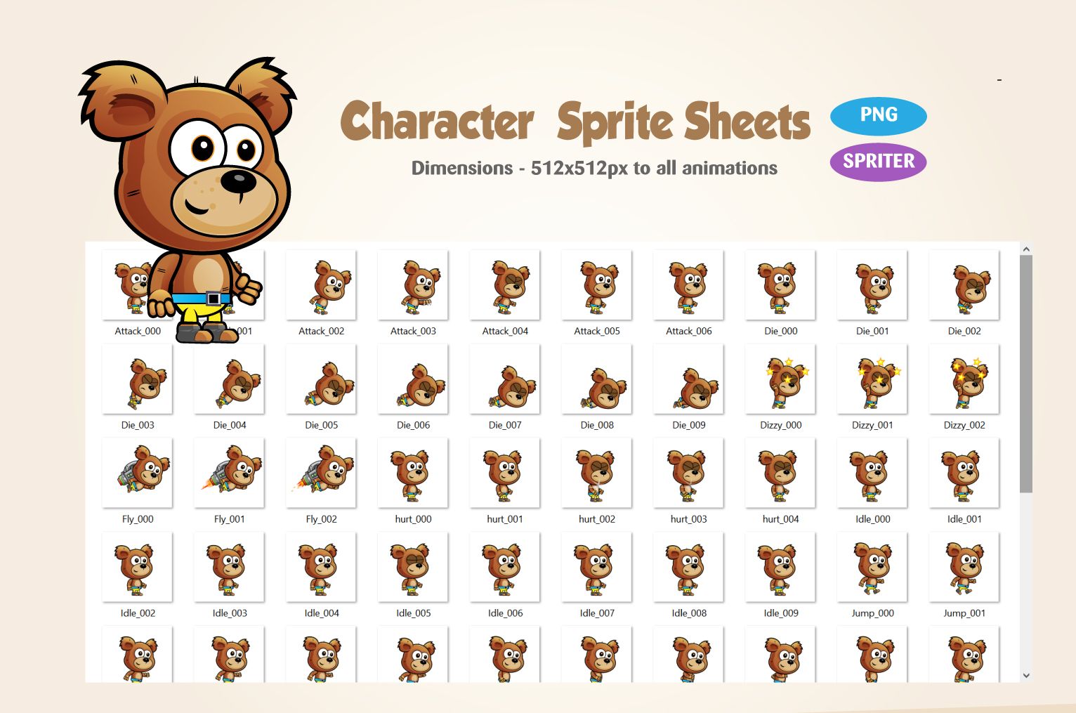 Bear 2D Game Characte Sprites by DionArtworks | Codester