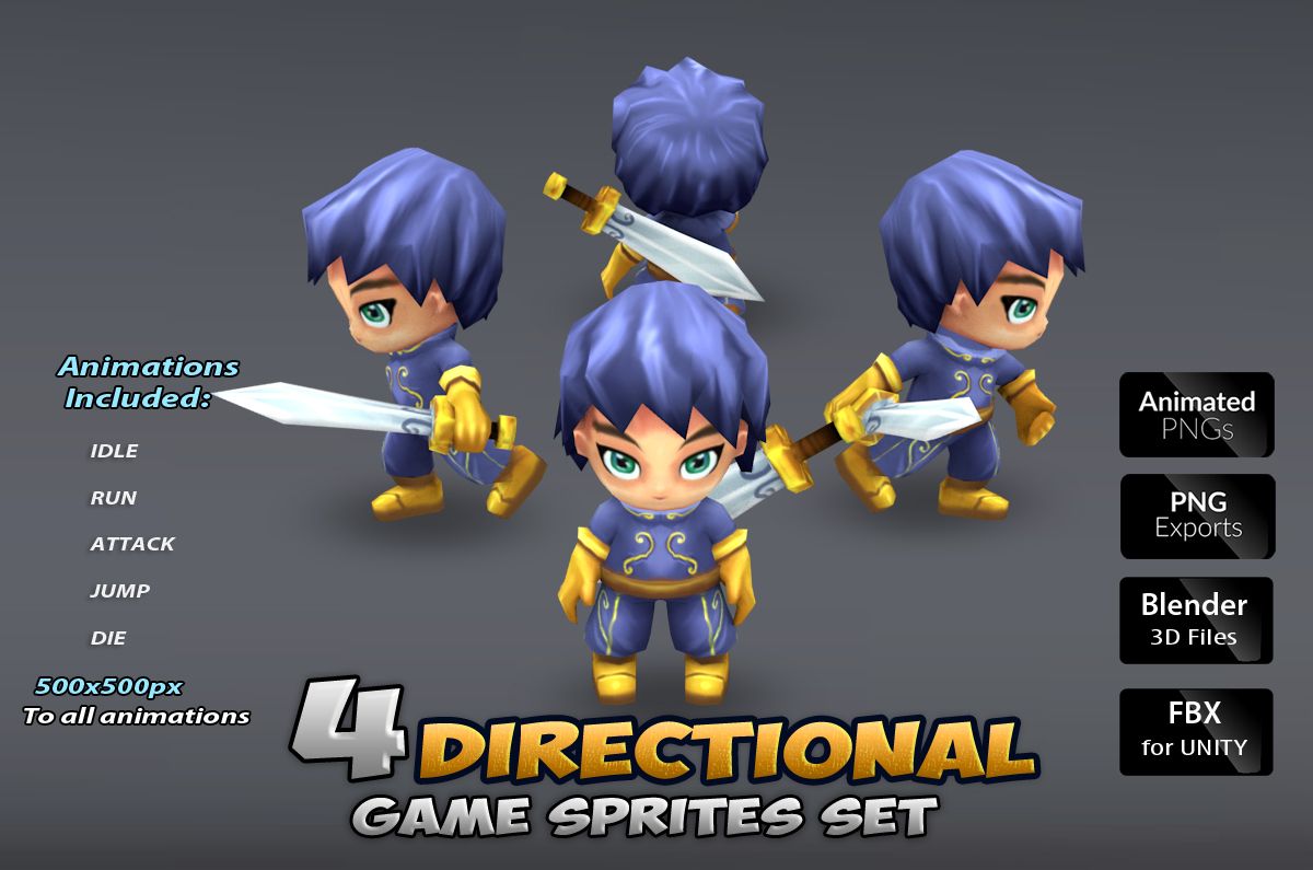 4-Directional Game Character Sprites 1 | Codester