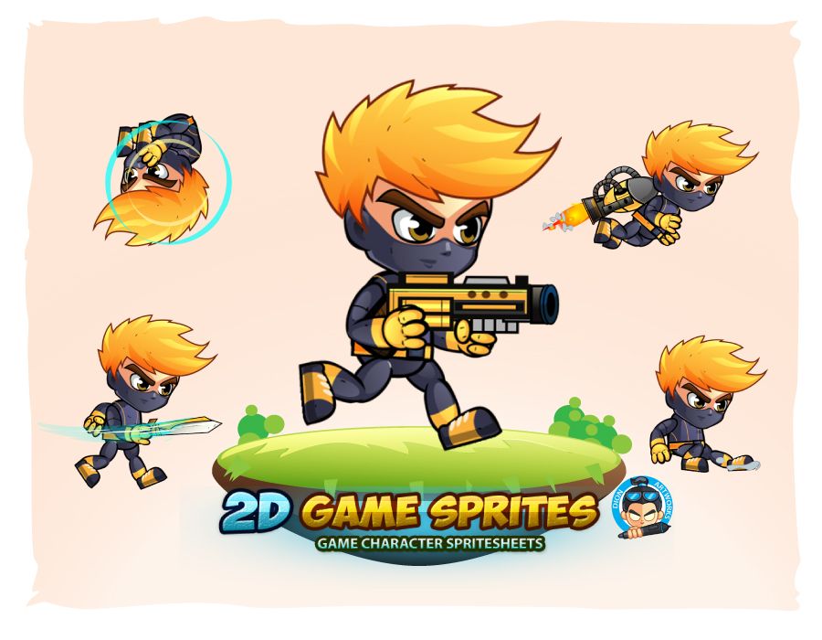 Ninja 2D Game Character Sprites by DionArtworks | Codester