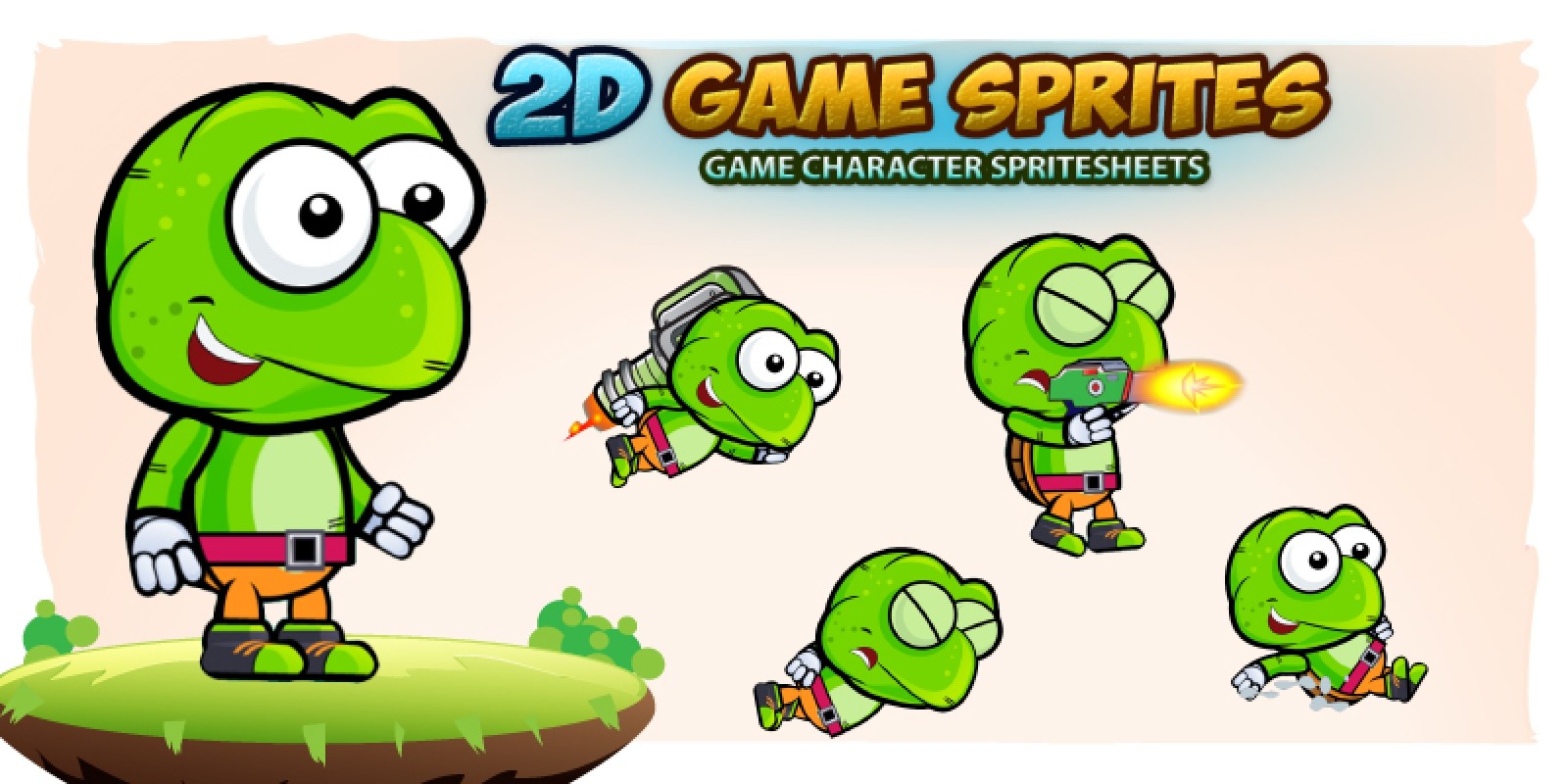 Turtle 2D Game Character Sprites | Codester