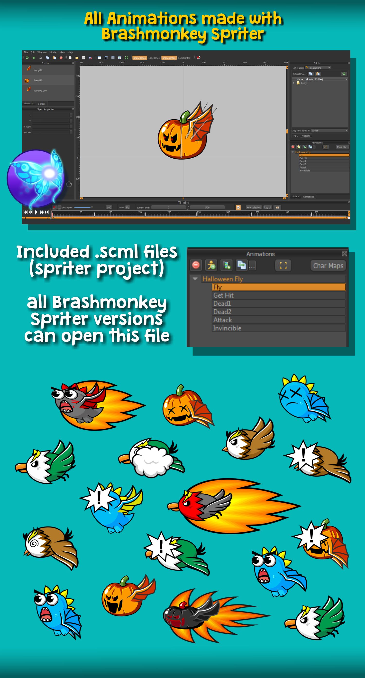 4 Fly Enemy Pack Game Sprite by Prmsdk | Codester