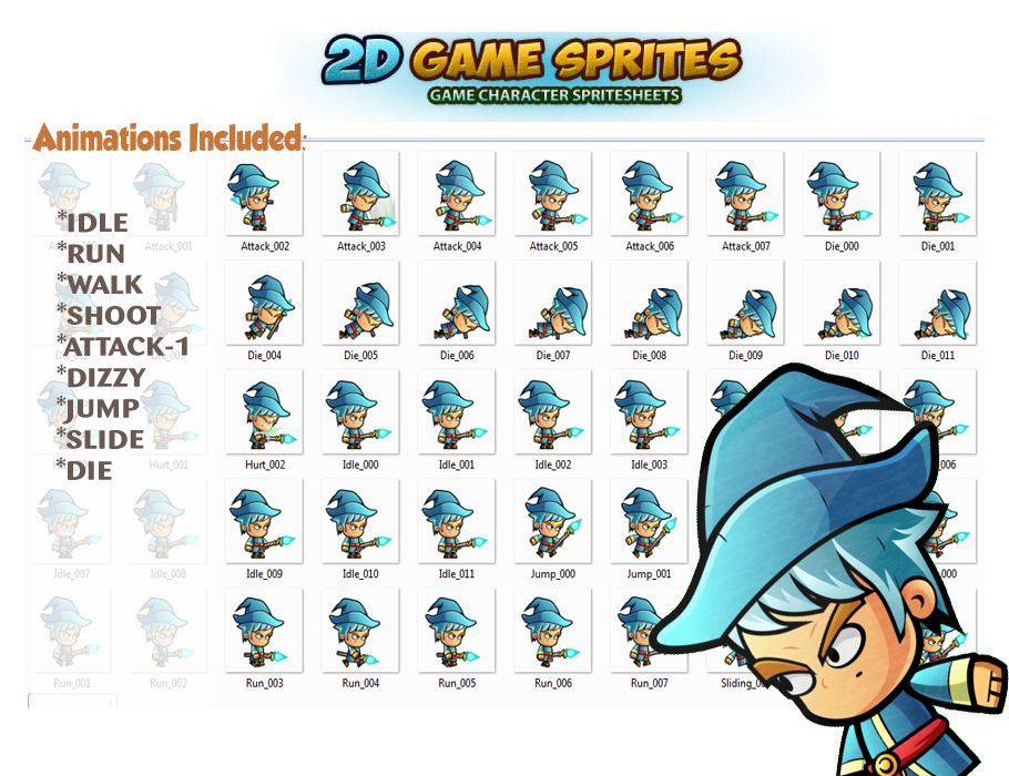 Mage 2D Game Character Sprites by DionArtworks | Codester