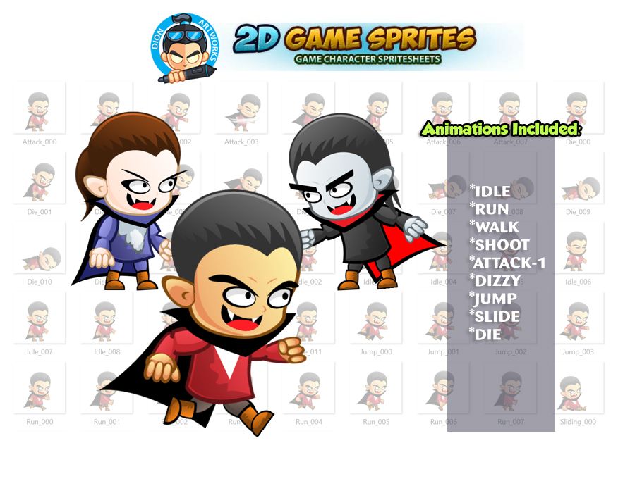 Vampires 2D Game Character Sprites by DionArtworks | Codester