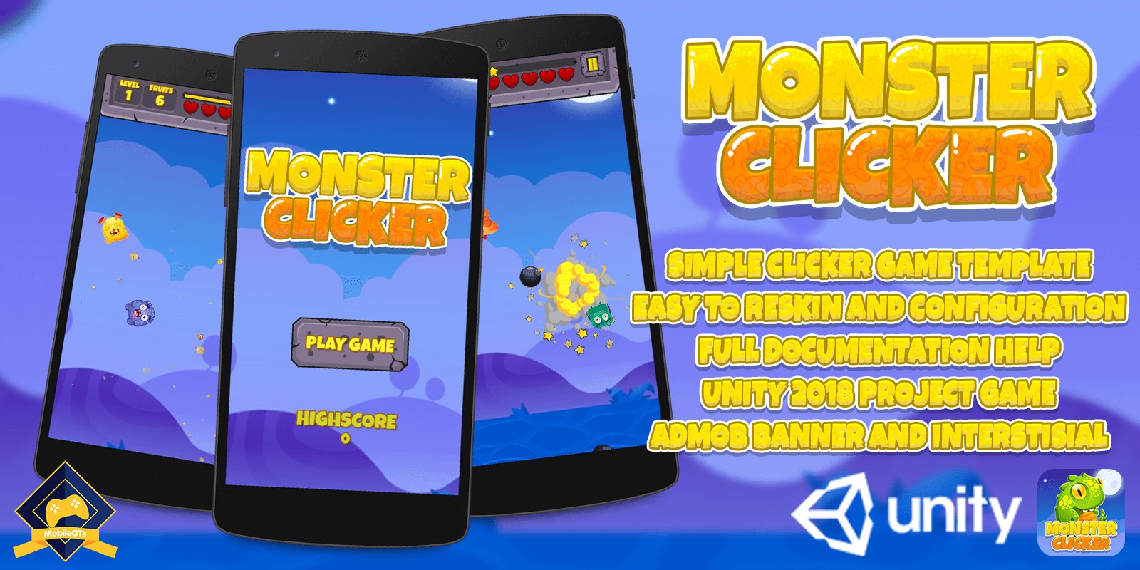 Monster Clicker Unity Game Source Code By Mobilegametemplates Codester 0785